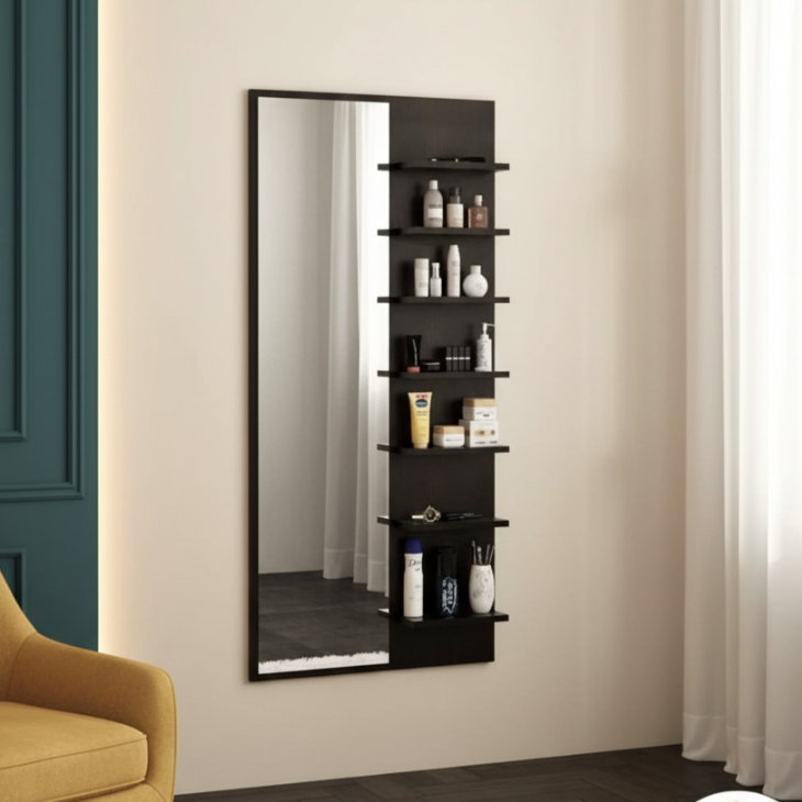 Longish Dressing Table ( H 60" x L 27" ) with Shelves, Mirrors and Han ...